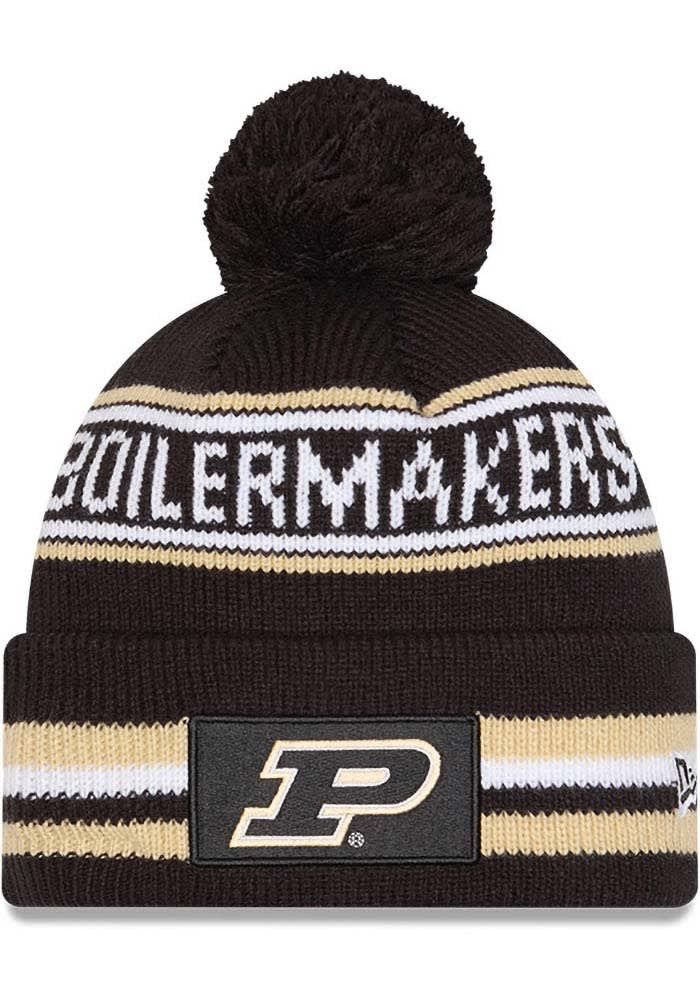 Purdue Boilermakers New Era BLACK Classic Cuff Pom Mens Knit Hat - 59040234