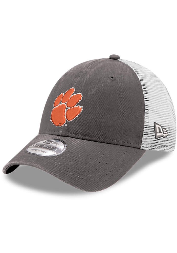 New Era Clemson Tigers GREY Trucker 9FORTY Adjustable Hat - 59042311