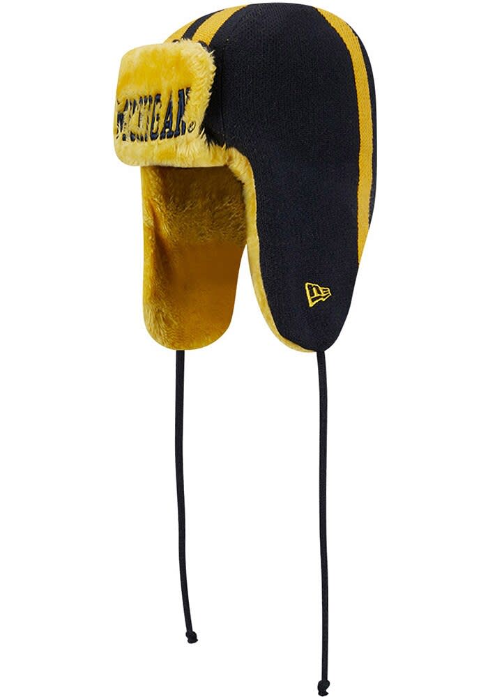 Michigan Wolverines New Era BLUE Evergreen Trapper Knit Hat - 59042521