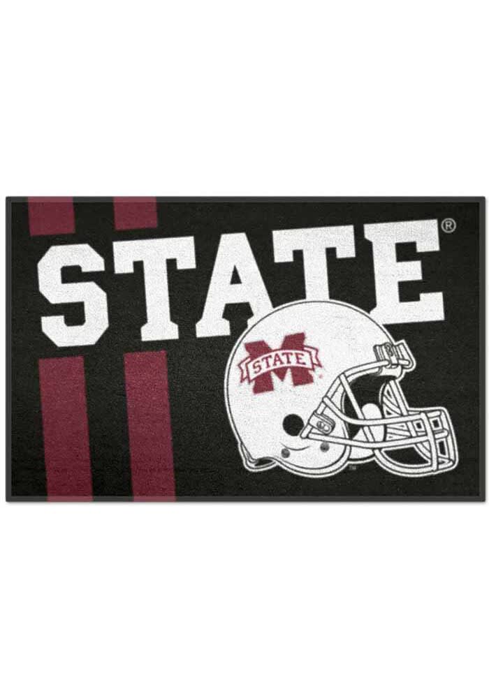 Mississippi State Bulldogs Helmet Logo Interior Rug BLACK - 5993566