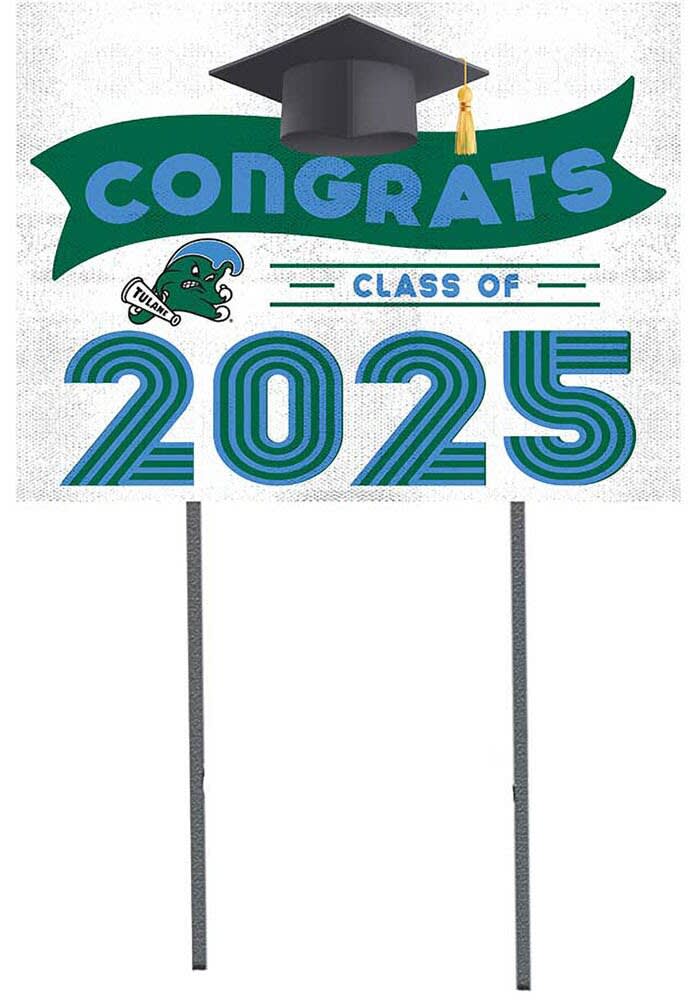 Tulane Green Wave White Class of 2025 graduation graphic Yard Sign ...