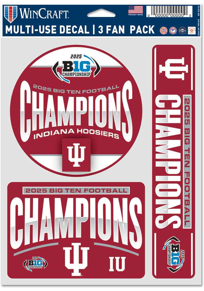 White Indiana Hoosiers 2025 Big 10 Champions Decal - 6197976