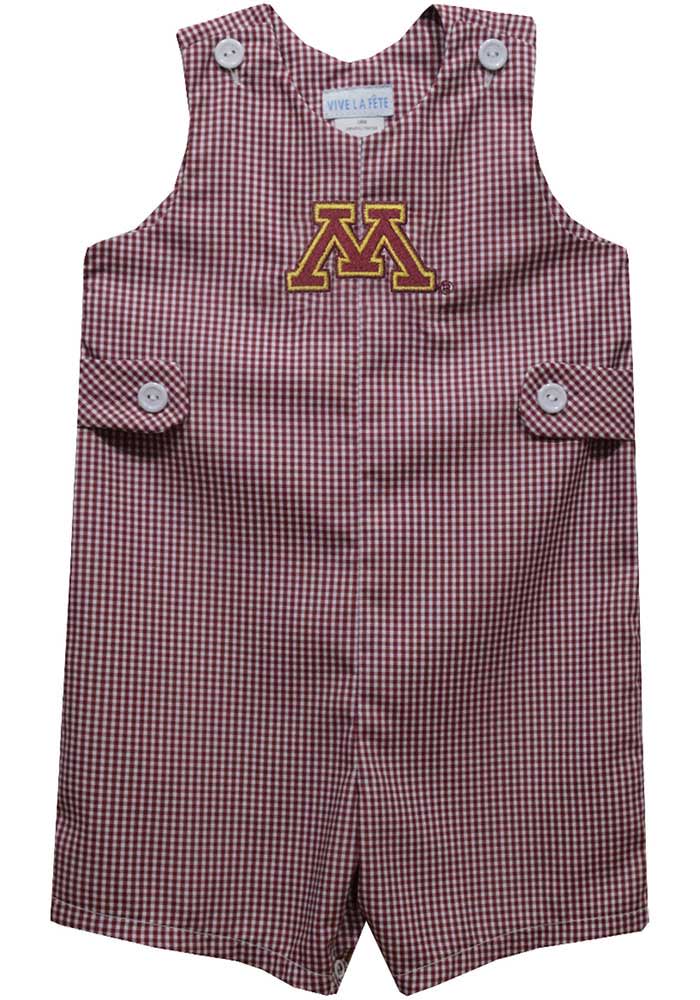 Vive La Fete Baby MAROON Minnesota Golden Gophers Gingham Overalls ...