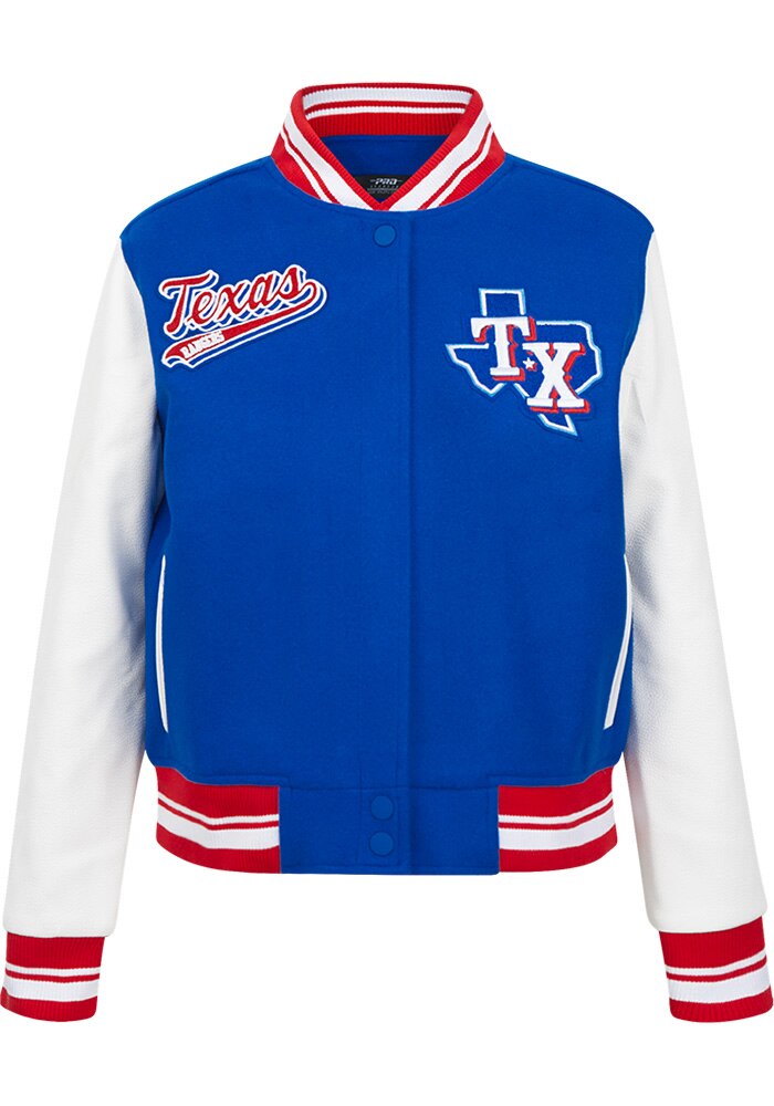 Pro Standard Texas Rangers Mens ROYAL Script Tail Heavyweight Jacket ...