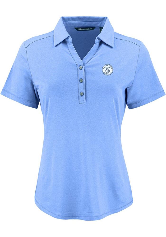Milwaukee Brewers Cutter and Buck Womens LIGHT BLUE Mono Forge Eco Polo ...