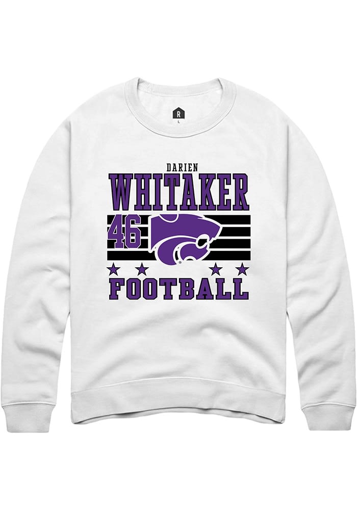 Darien Whitaker K-State Wildcats Mens White NIL Striped Player Crew ...