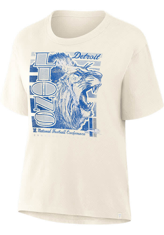 Detroit Lions Womens OATMEAL Historic Mascot T-Shirt - 6341913