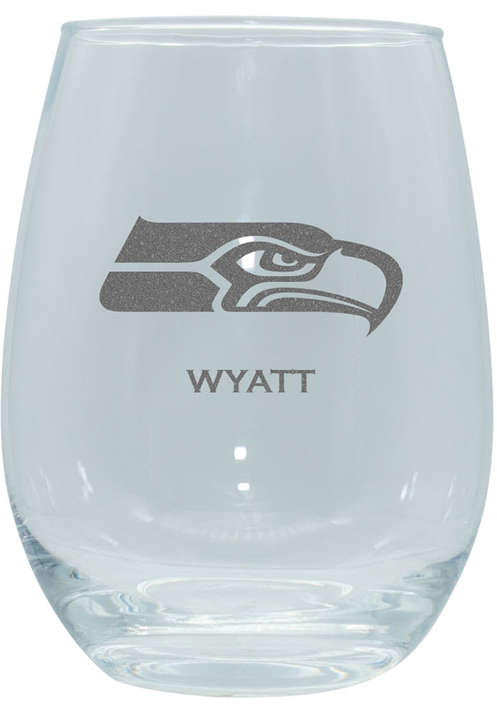 Seattle Seahawks CLEAR Personalized Laser Etched 15oz Stemless Wine ...
