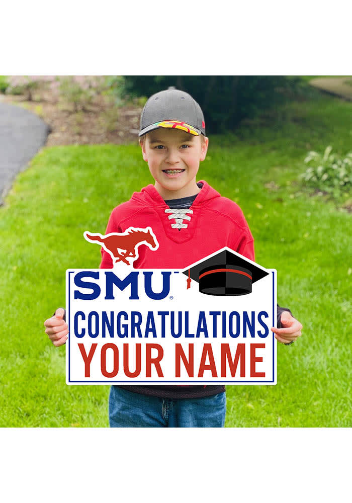 SMU Mustangs White Personalized Congratulations Grad Yard Sign - 6405171