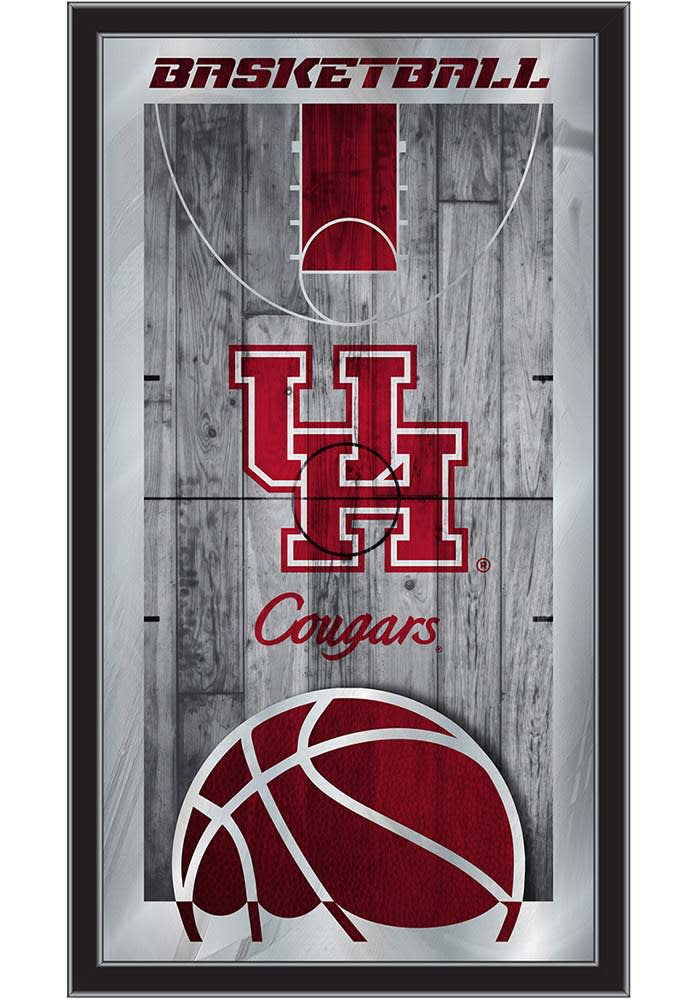 Houston Cougars SILVERGREY Basketball Hanging Back Bar Mirror - 64191084
