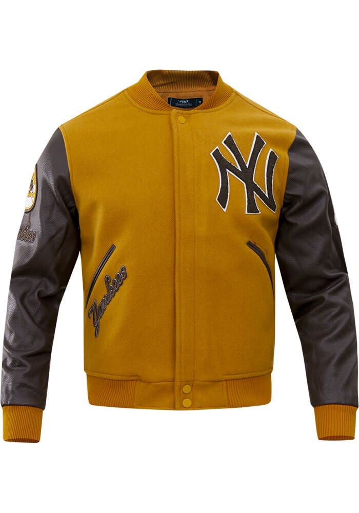 Pro Standard New York Yankees Mens Wool Varsity Heavyweight Jacket - Brown