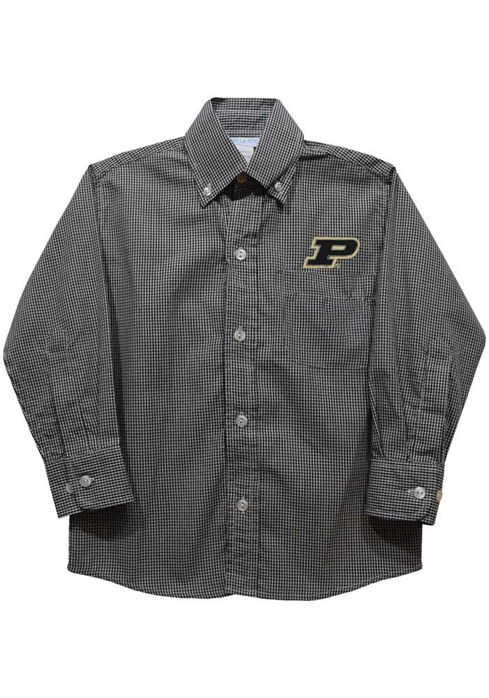 Vive La Fete Purdue Boilermakers Youth BLACK Gingham Long Sleeve - 6497135