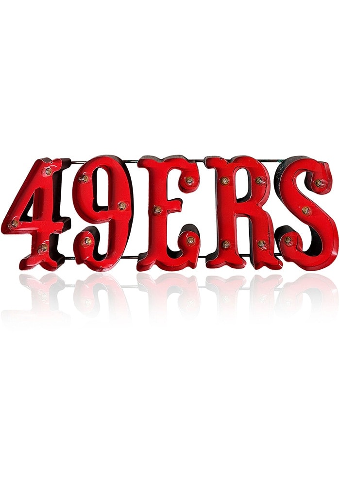 San Francisco 49ers Red Wordmark Lit Metal Sign Marquee Sign - 6596498