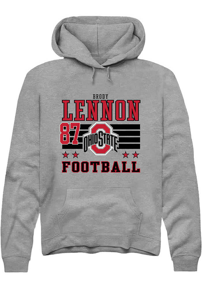 Brody Lennon Mens GREY HEATHER Ohio State Buckeyes Football NIL Striped ...