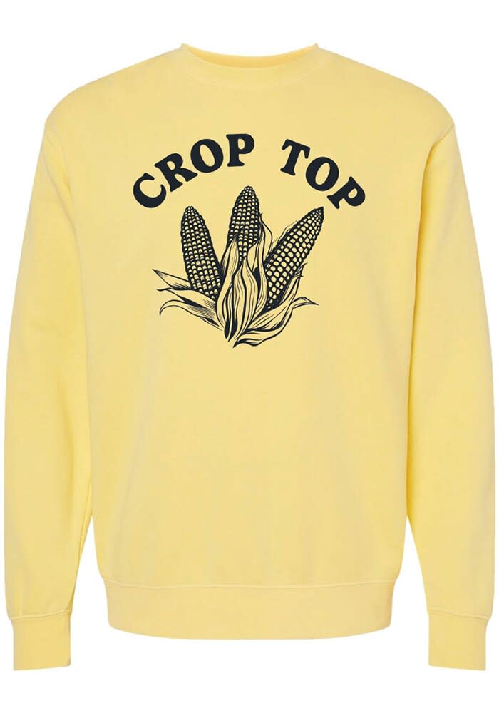 Summit Sportswear Iowa Mens YELLOW Crop Top Crew Sweatshirt - 6675280