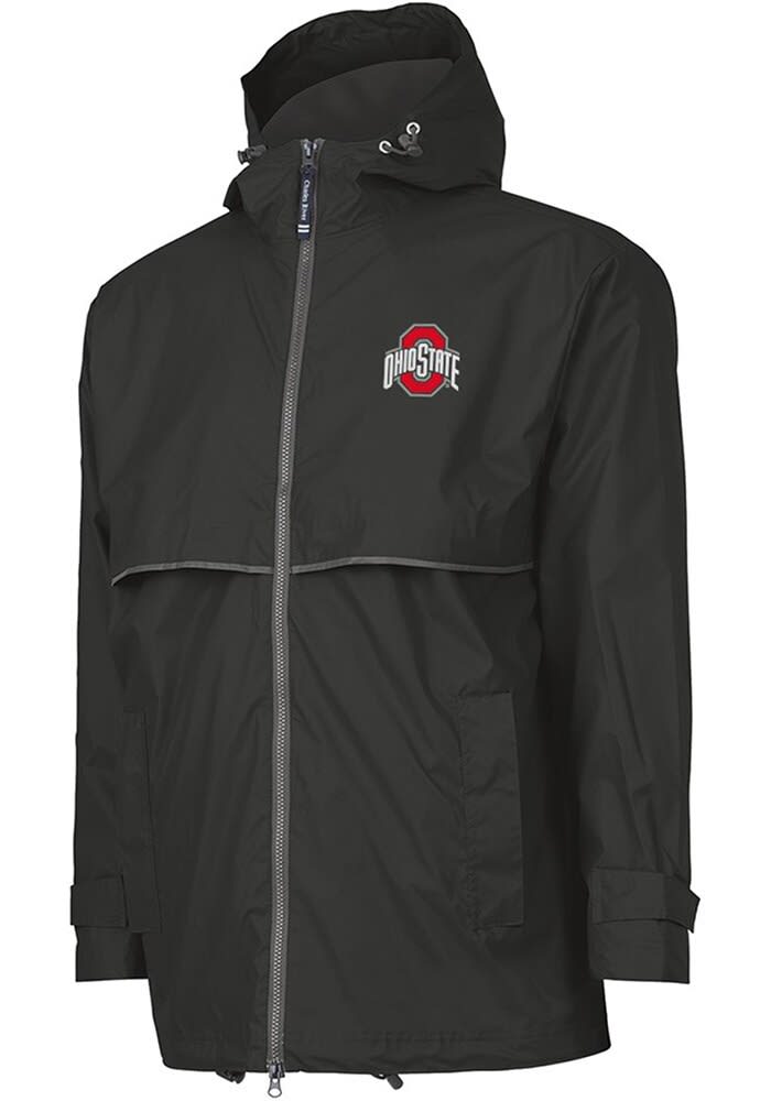 Mens BLACK Ohio State Buckeyes New Englander Rain Light Weight Jacket