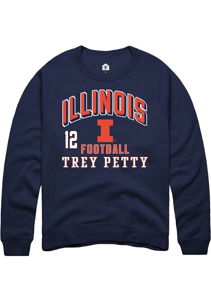 Trey Petty Mens NAVY Illinois Fighting Illini Football NIL Arch Logo ...