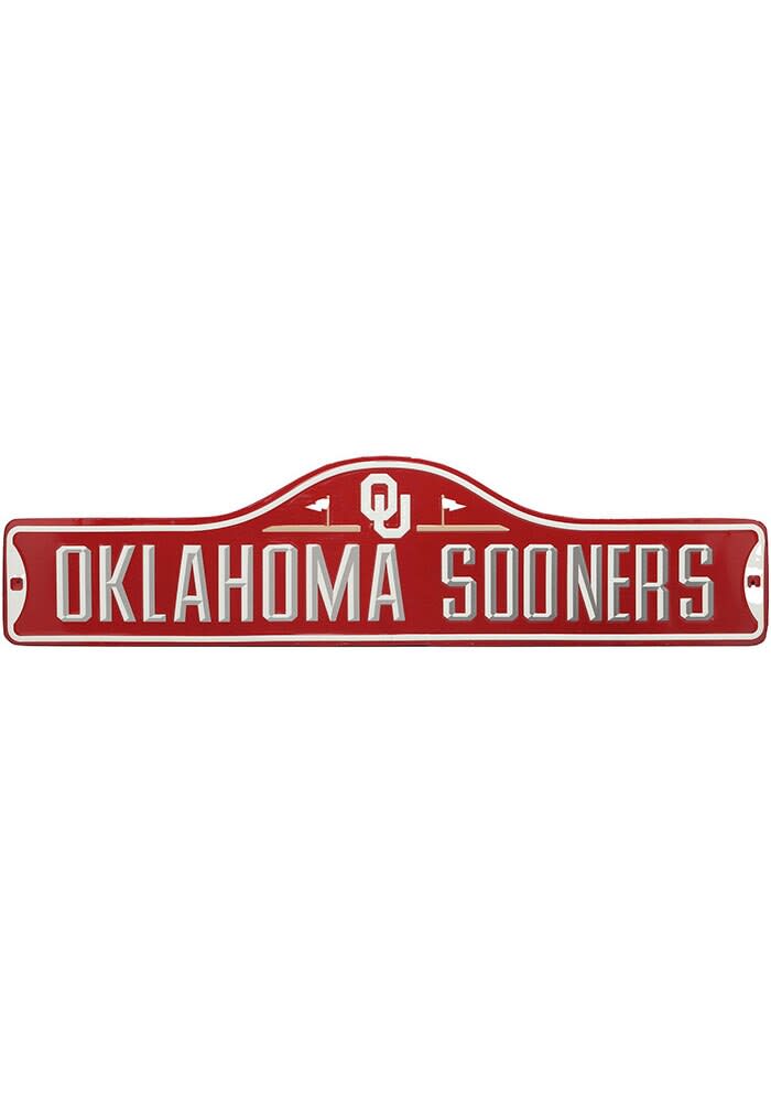 Oklahoma Sooners Metal Street Sign RED