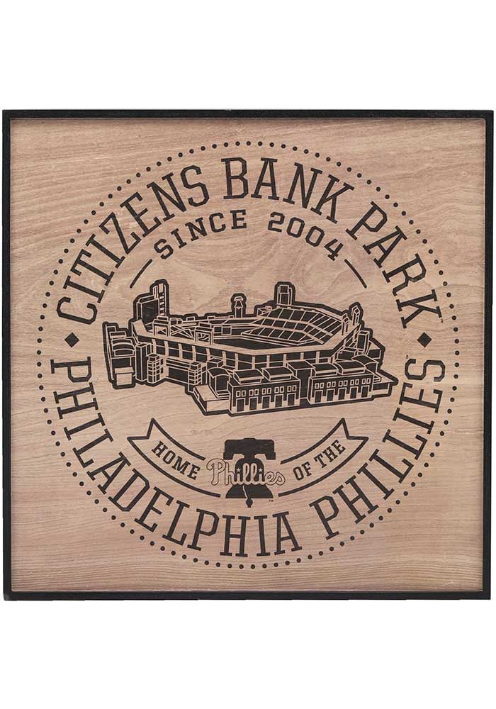 Philadelphia Phillies Stadium Framed Wood Sign Brown