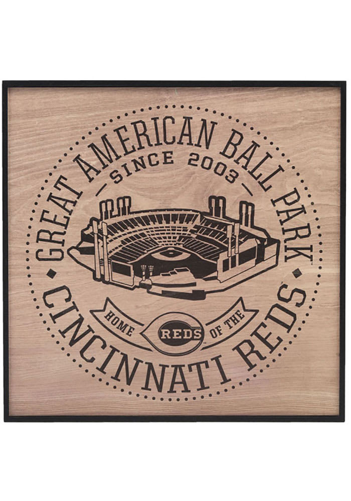 Cincinnati Reds Stadium Framed Wood Sign Brown