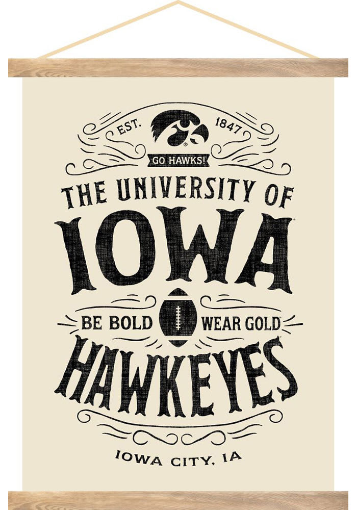 Iowa Hawkeyes TAN 18x27 Canvas Banner Wall Art - 6730254