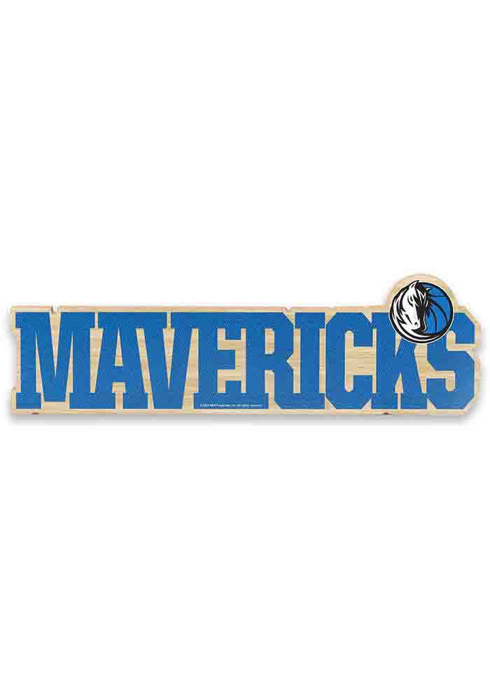 Dallas Mavericks Wood Logo Sign Blue