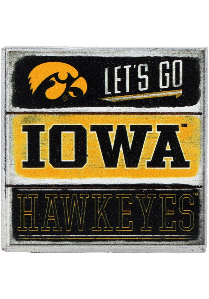 BLACK Iowa Hawkeyes Wood Planked Magnet - 67360059
