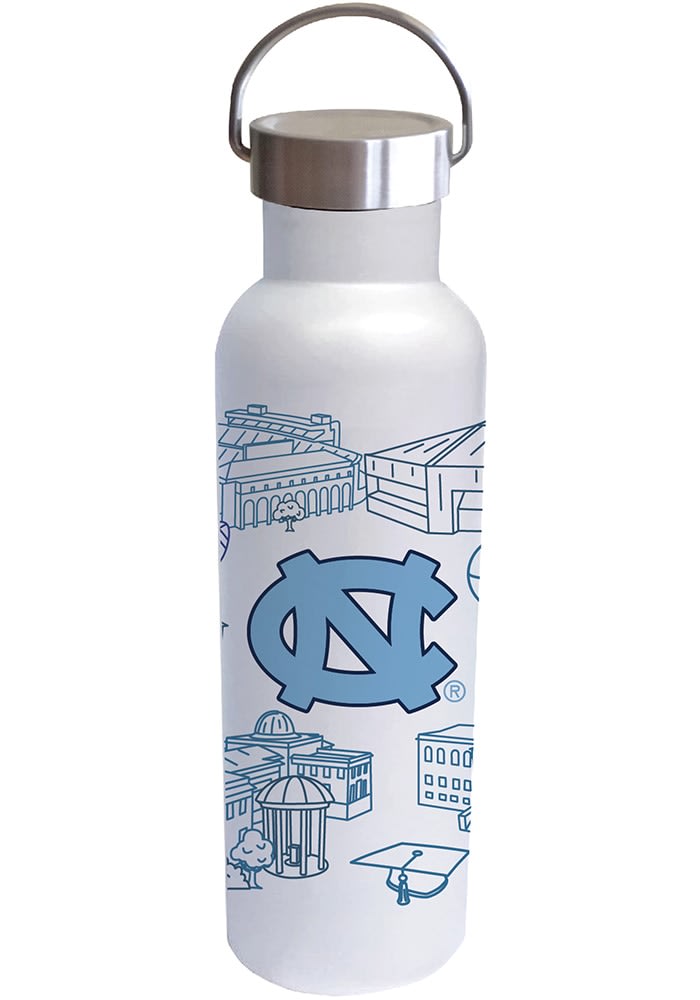 North Carolina Tar Heels White 26oz Campus Voda Stainless Steel Bottle ...