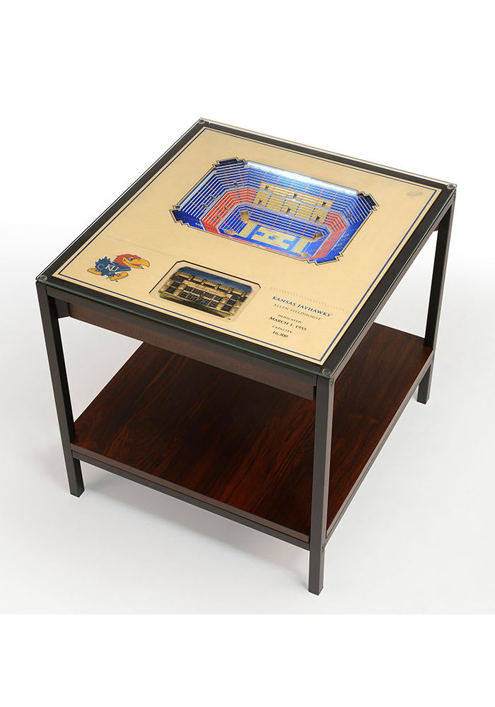 Kansas Jayhawks 25-Layer Lighted StadiumView BROWN End Table - 6860316