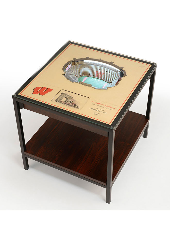 Wisconsin Badgers 25-Layer Lighted StadiumView BROWN End Table - 6860330