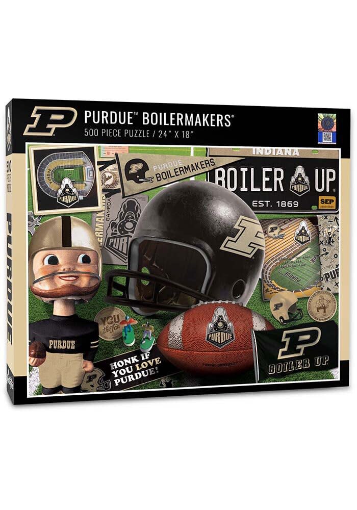 Purdue Boilermakers BLACK 500 Piece Retro Football Puzzle - 6860918