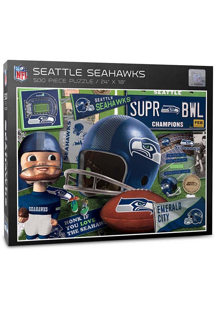 Seattle Seahawks BLUE 500 Piece Retro Puzzle - 6860924