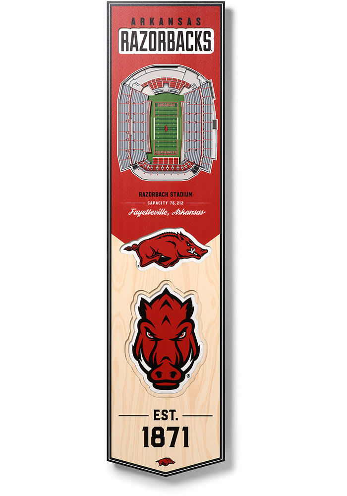 Arkansas Razorbacks 8x32 inch 3D Stadium Sign Red - 6861363