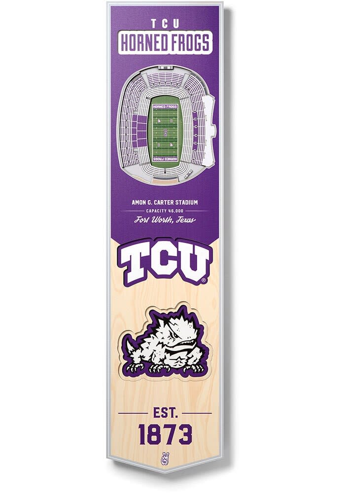 TCU Horned Frogs 8x32 inch 3D Stadium Sign PURPLE - 6861458