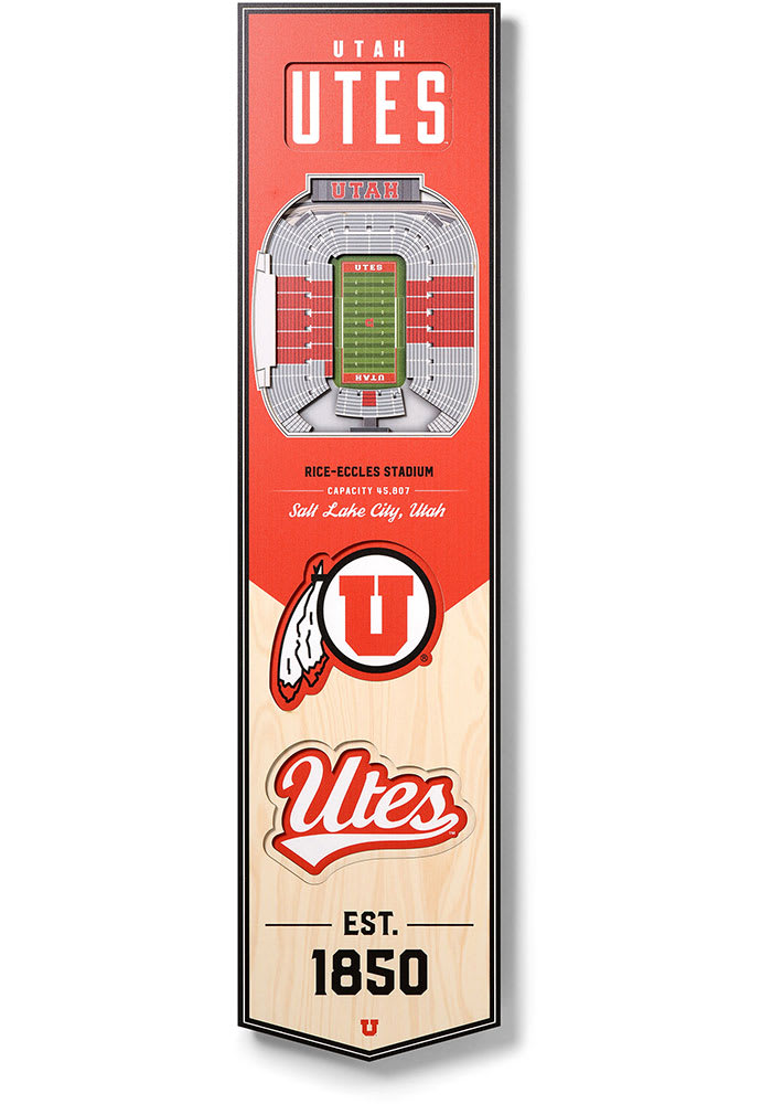Utah Utes 8x32 inch 3D Stadium Sign Red - 6861468