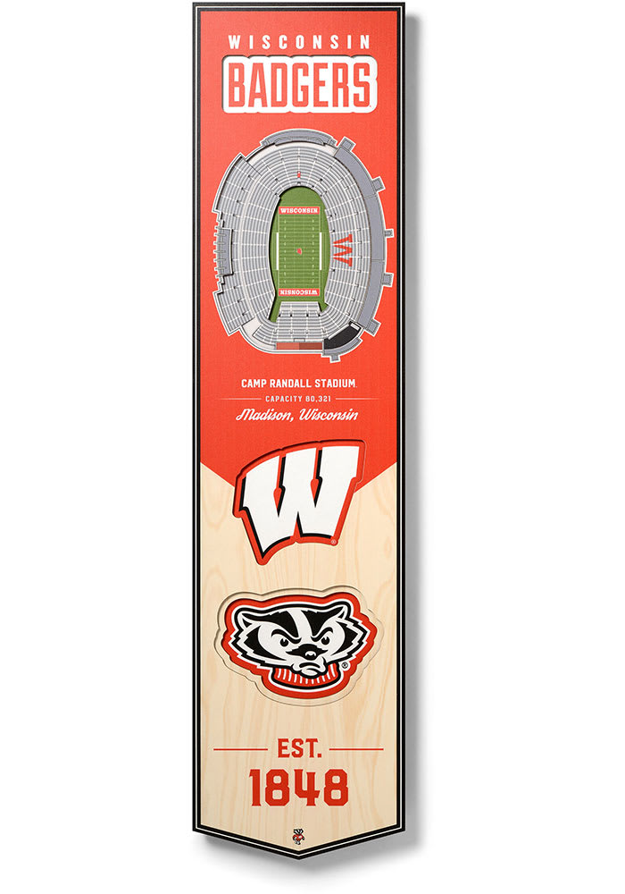 Wisconsin Badgers 8x32 inch 3D Stadium Sign Red - 6861476