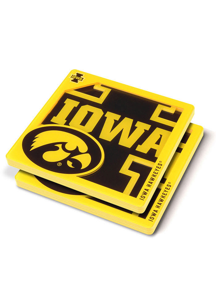 Iowa Hawkeyes YELLOW 3D Logo Series 2 Pack Coaster - 6861814