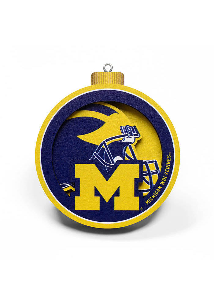 Michigan Wolverines YELLOW 3D Logo Series Ornament - 6861915