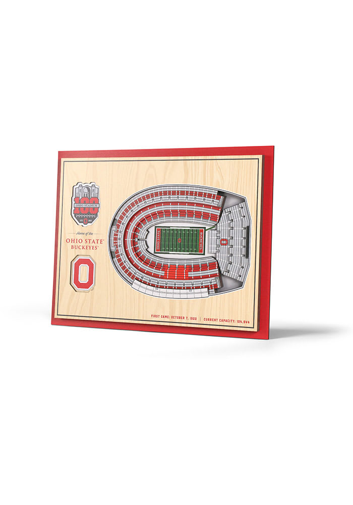 Ohio State Buckeyes Red Ohio Stadium 100th Celebration 3D 5 Layer Wall ...