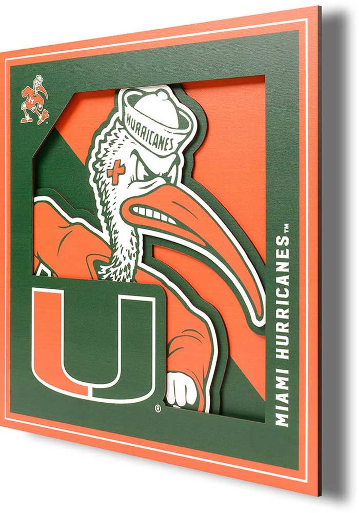 Miami Hurricanes 12x12 3D Logo Sign ORANGE - 6862439