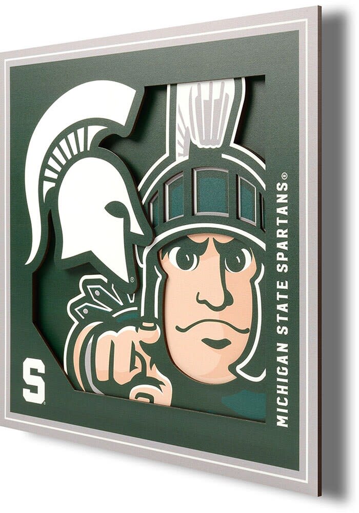Michigan State Spartans 12x12 3D Logo Sign GREEN - 6862440