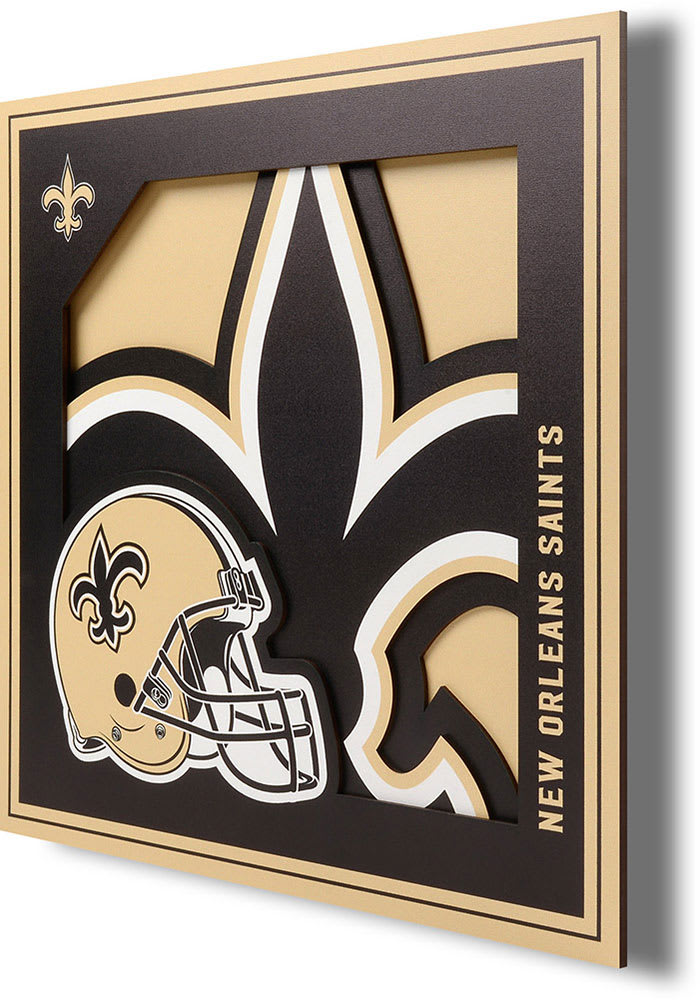 New Orleans Saints 12x12 3D Logo Sign BLACK - 6862456
