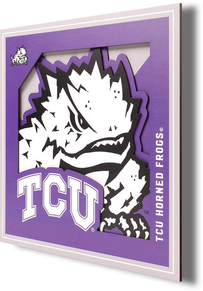 TCU Horned Frogs 12x12 3D Logo Sign PURPLE - 6862474