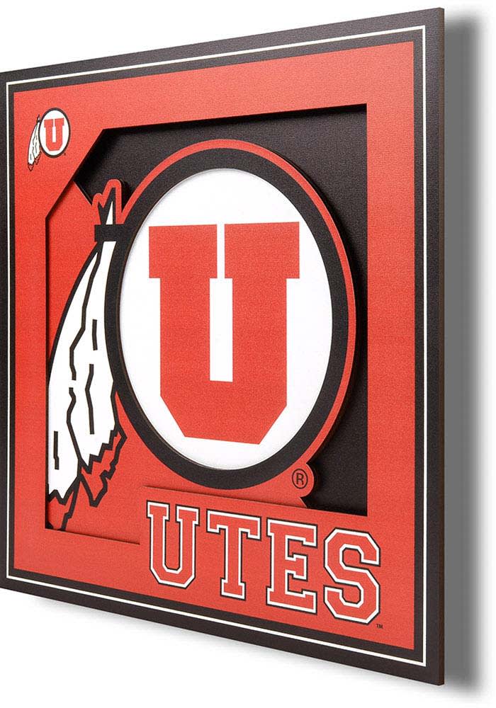 Utah Utes 12x12 3D Logo Sign RED