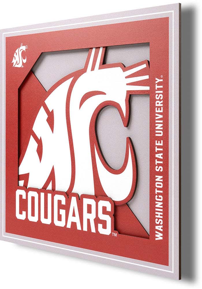 Washington State Cougars 12x12 3D Logo Sign Red - 6862490