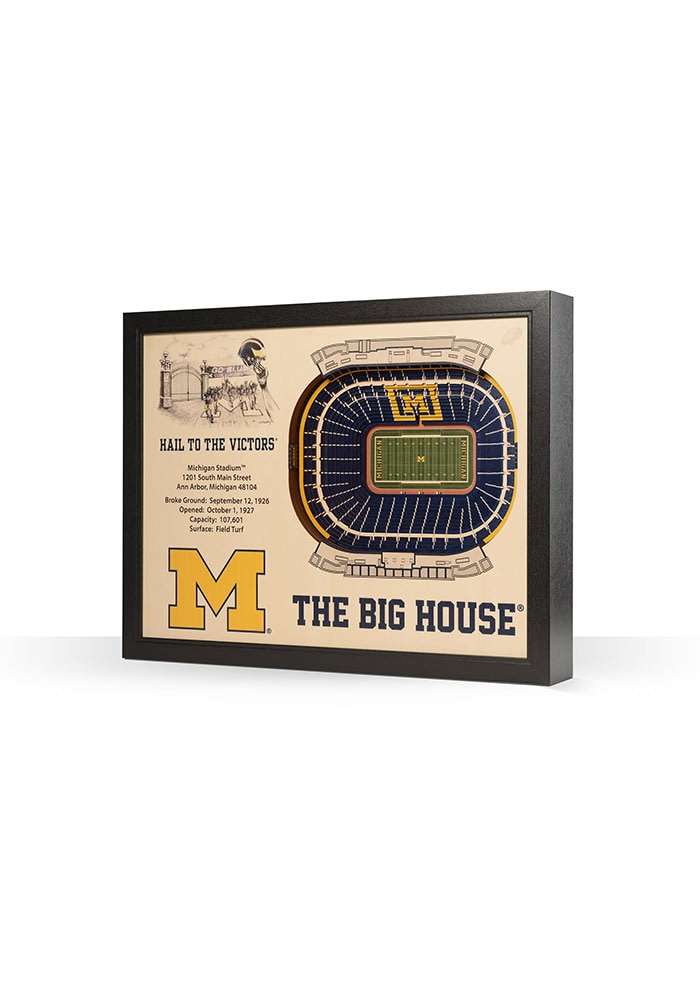 Michigan Wolverines BLACK "The Big House" 3D Stadium View Wall Art ...