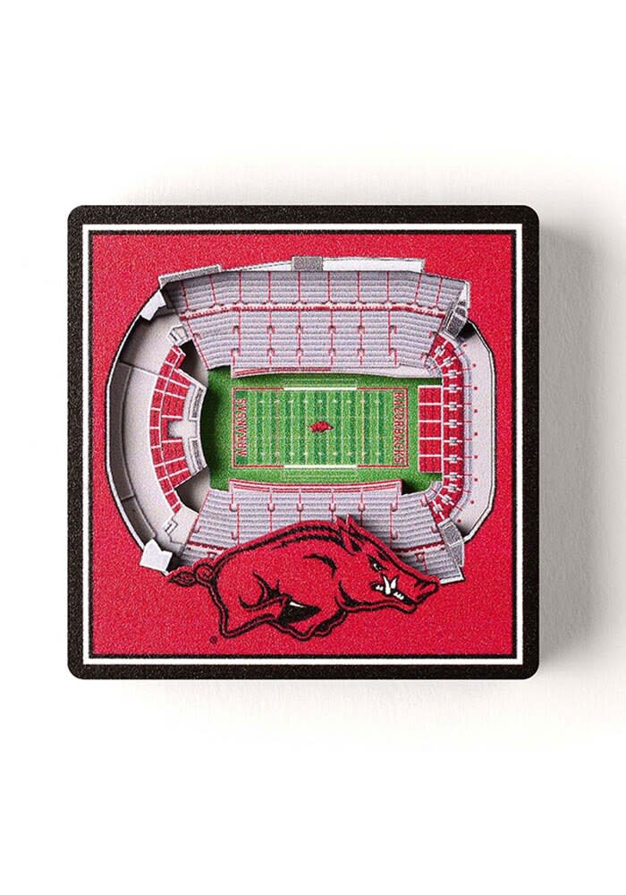 Arkansas Razorbacks Red 3D Stadium View Magnet - 68690290