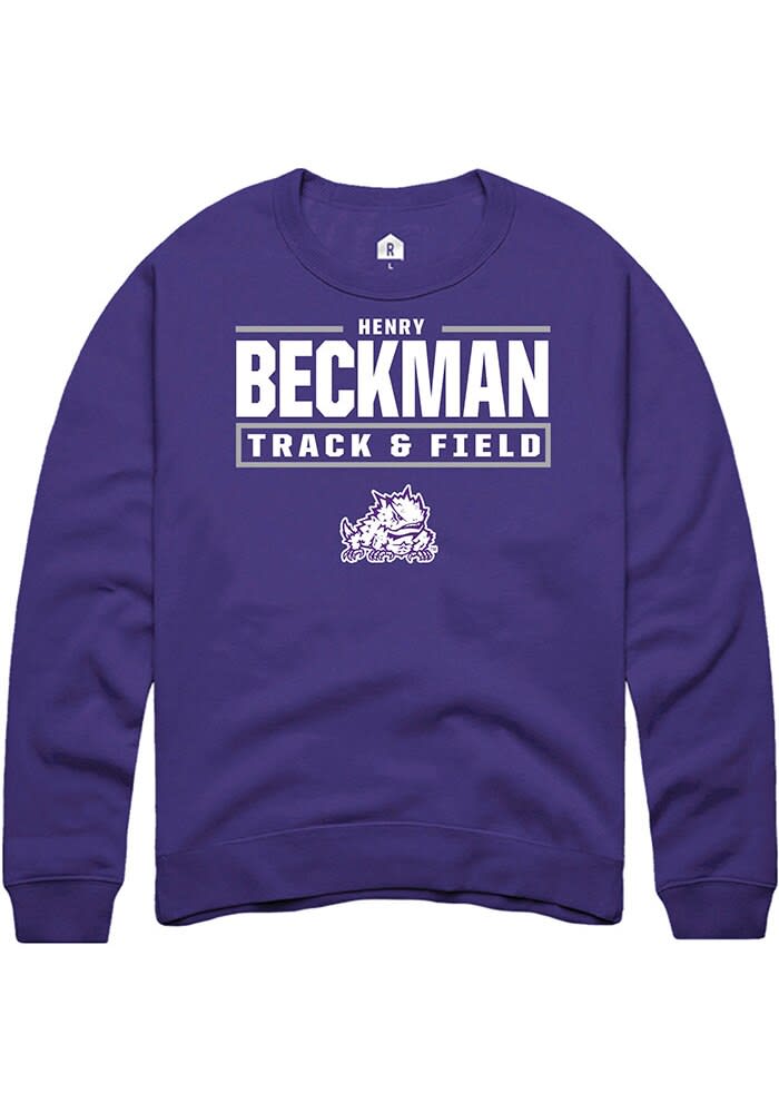 Henry Beckman TCU Horned Frogs Mens PURPLE NIL Stacked Box Player Crew ...