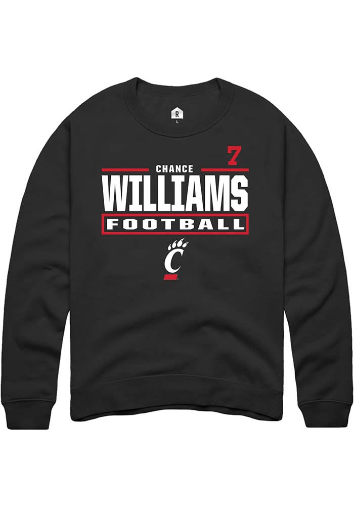 Chance Williams Cincinnati Bearcats Mens BLACK Football NIL Stacked Box ...