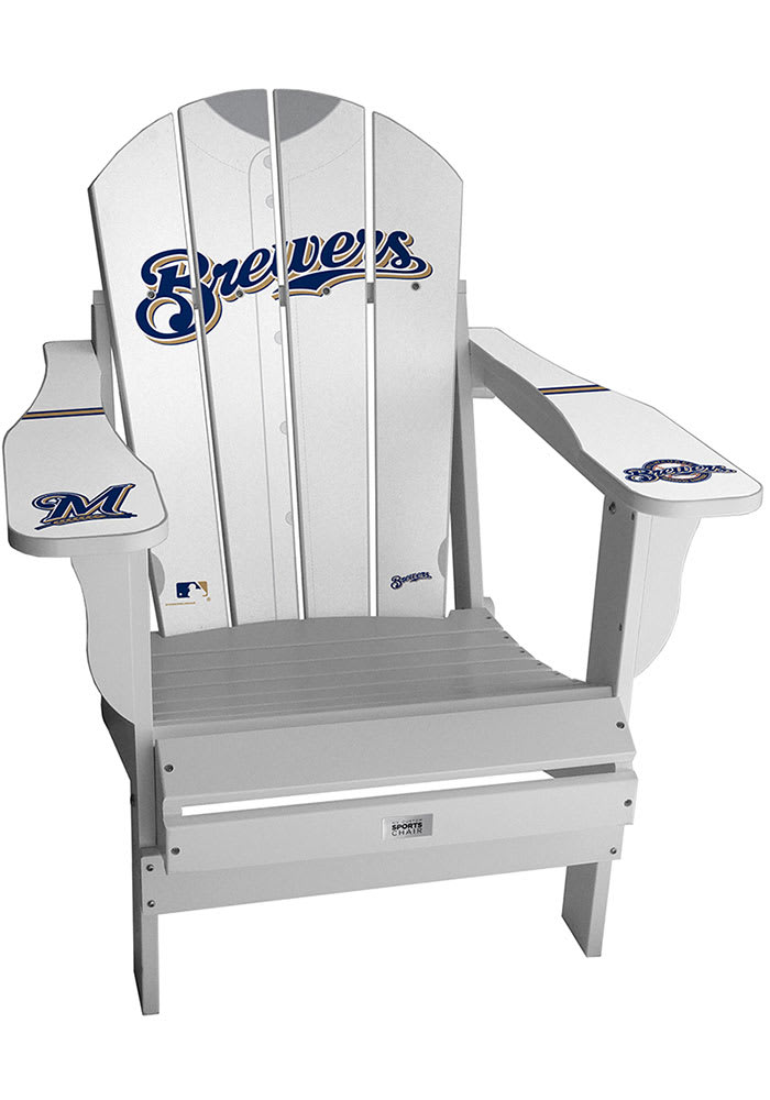Milwaukee Brewers WHITE Jersey Adirondack Chair Beach Chairs - 69280088